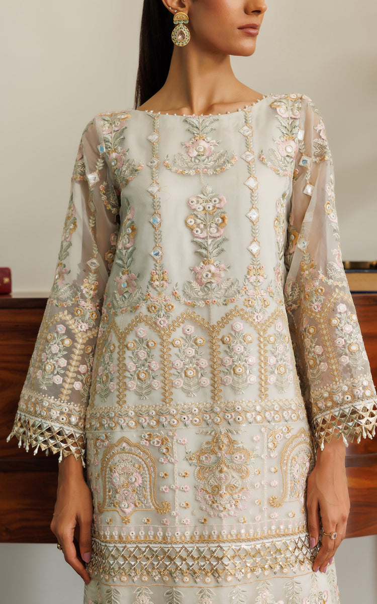Organza Embroidered Shirt With Skirt – Threads & Motifs