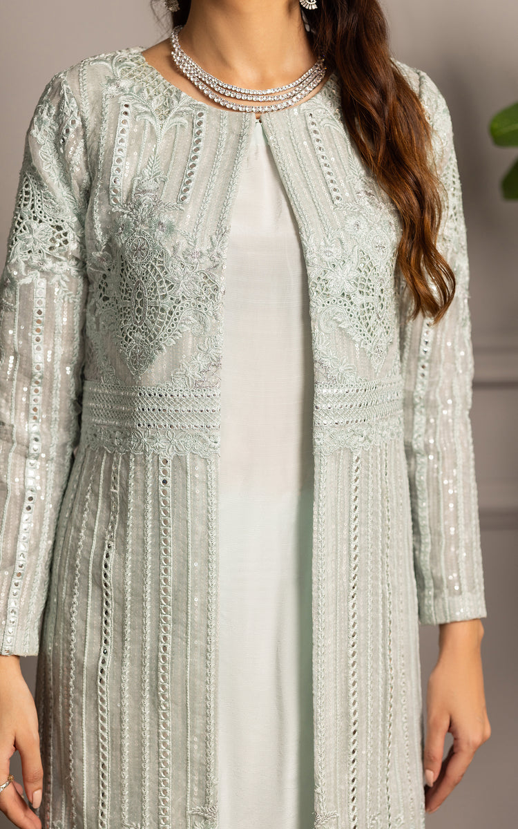 Organza Embroidered Jacket With Inner – Threads & Motifs